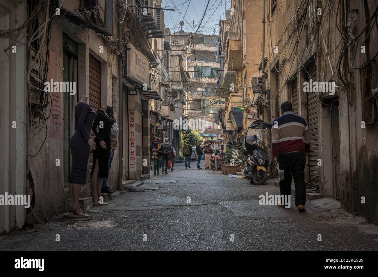 The dirty city streets in poor neighborhoods of Beirut, Lebanon Stock ...