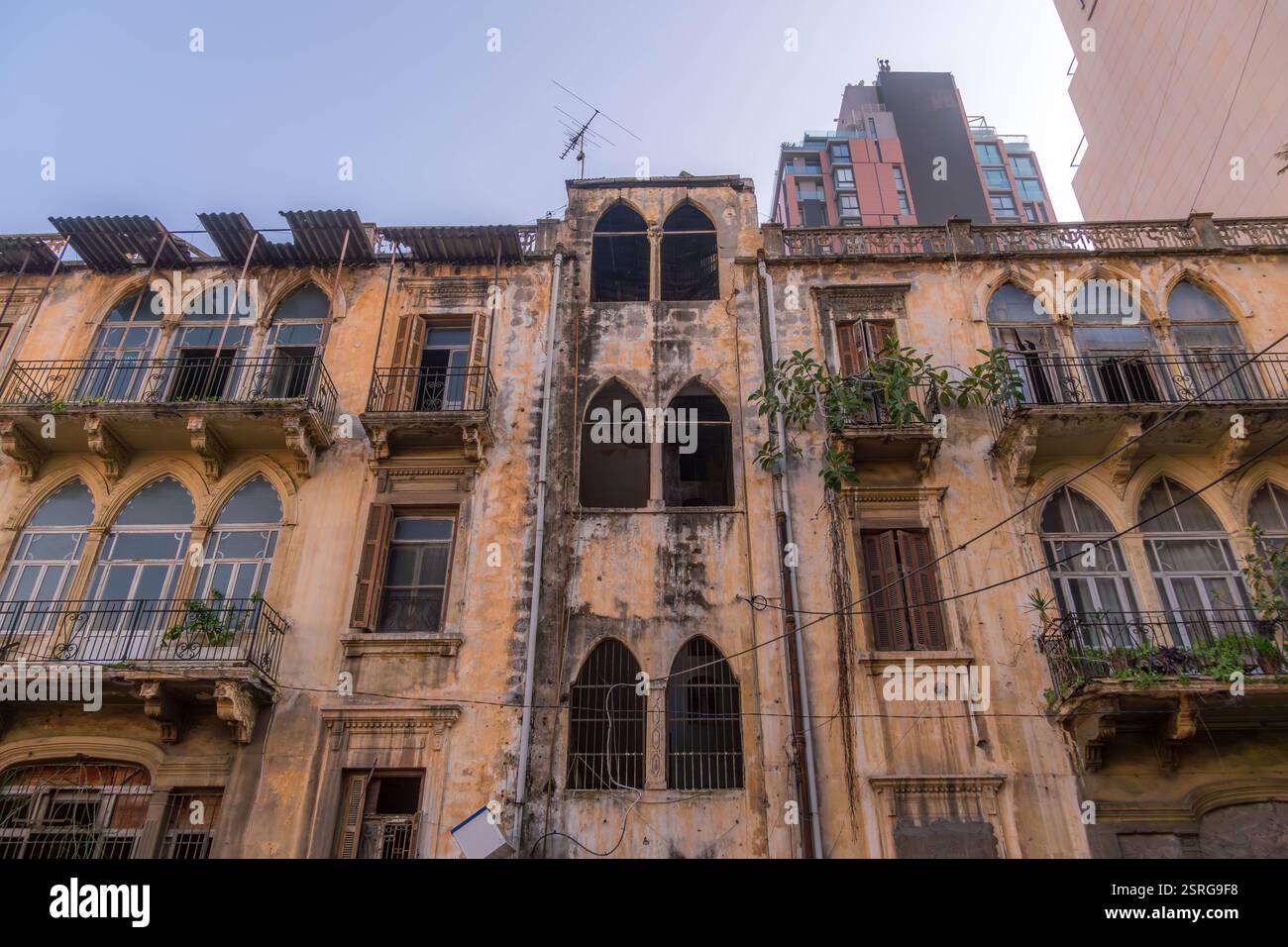 The historic old building in Beirut city center damaged by war, Lebanon ...