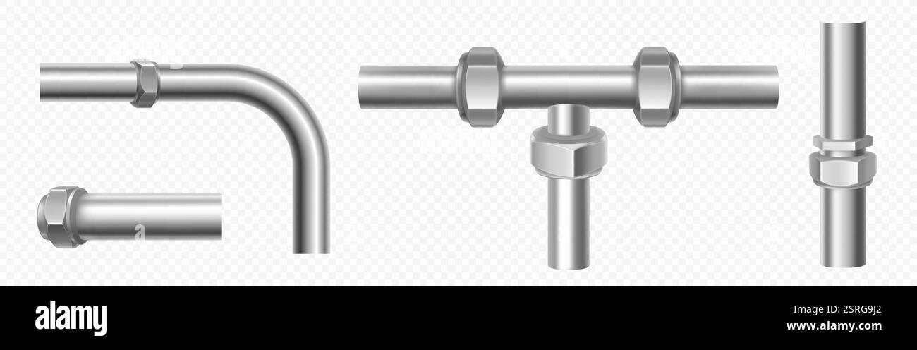 Steel pipes set isolated on transparent background. Vector realistic ...