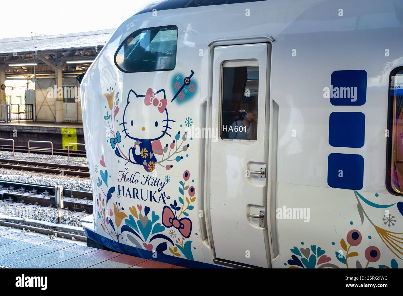 Kyoto, Japan - 05.08.2024: The Hello Kitty HARUKA rapid airport express ...