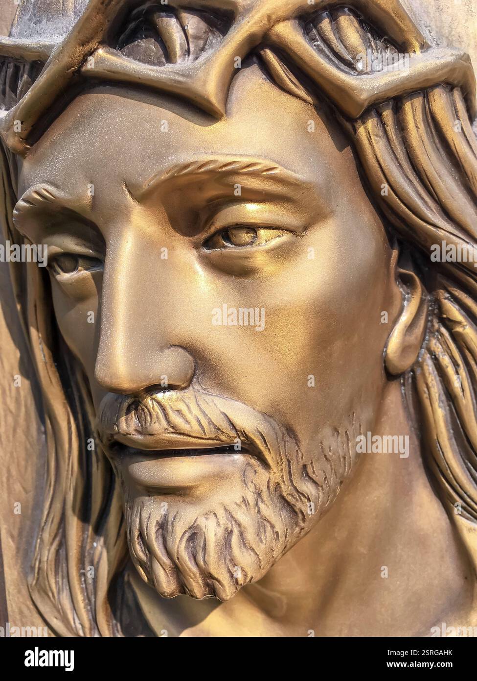Bronze statue of the face of jesus. Ancient sculpture. Ideal for ...