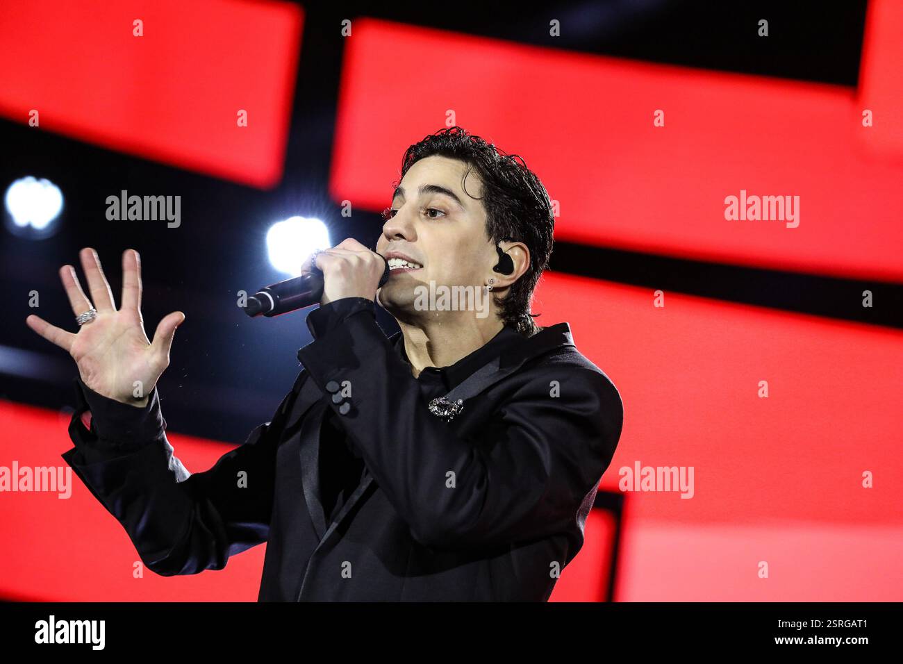 Sanremo, Italy. 15th Feb, 2025. The italian singer Tedua during the ...