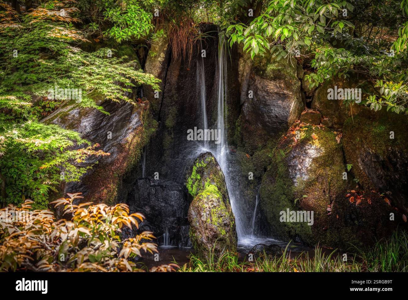 Small waterfall on the grounds of Rokuon-ji Kinkakuji (Golden Pavilion ...