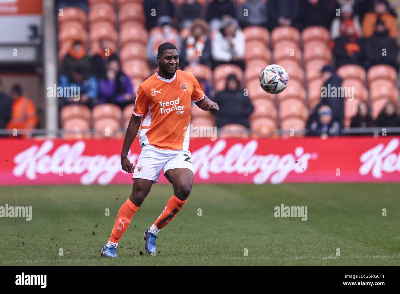 Blackpool, UK. 15th Feb, 2025. Odel Offiah of Blackpool with the ball ...