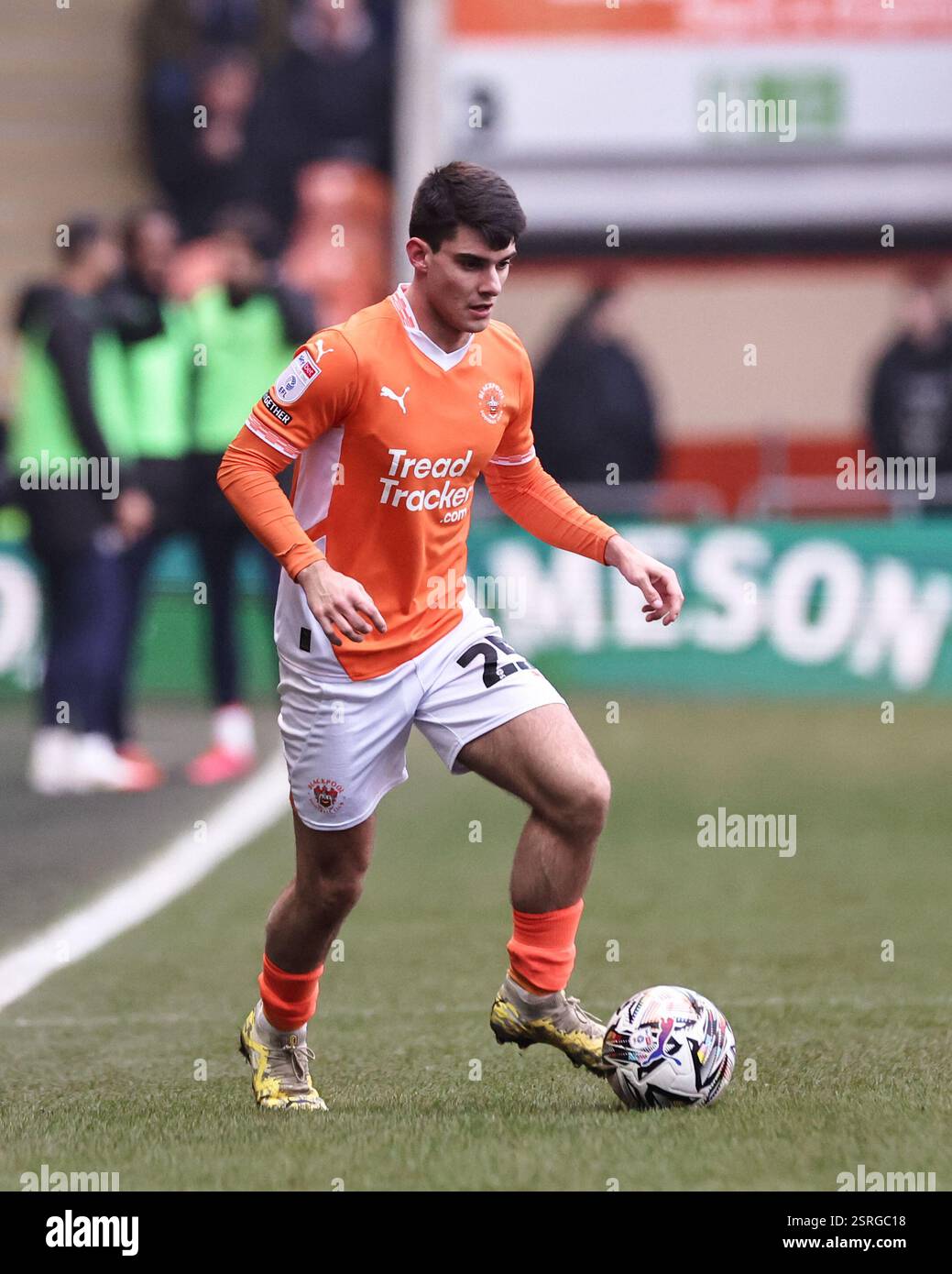 Blackpool, UK. 15th Feb, 2025. Rob Apter of Blackpool with the ball ...