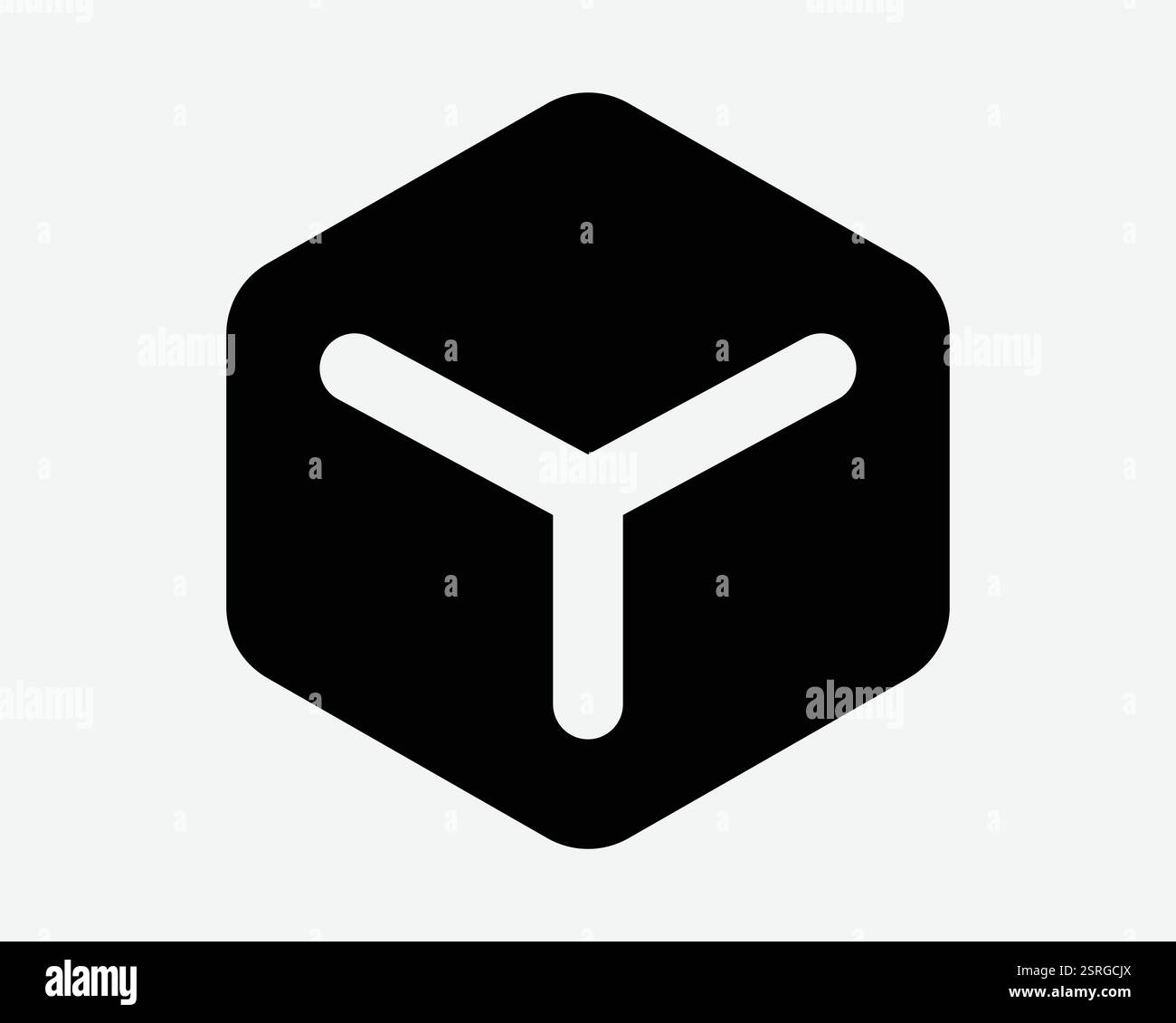 Solid 3D Box Cube Square Geomerty Shape Solid Black White Icon Sign Symbol Graphic Illustration ...