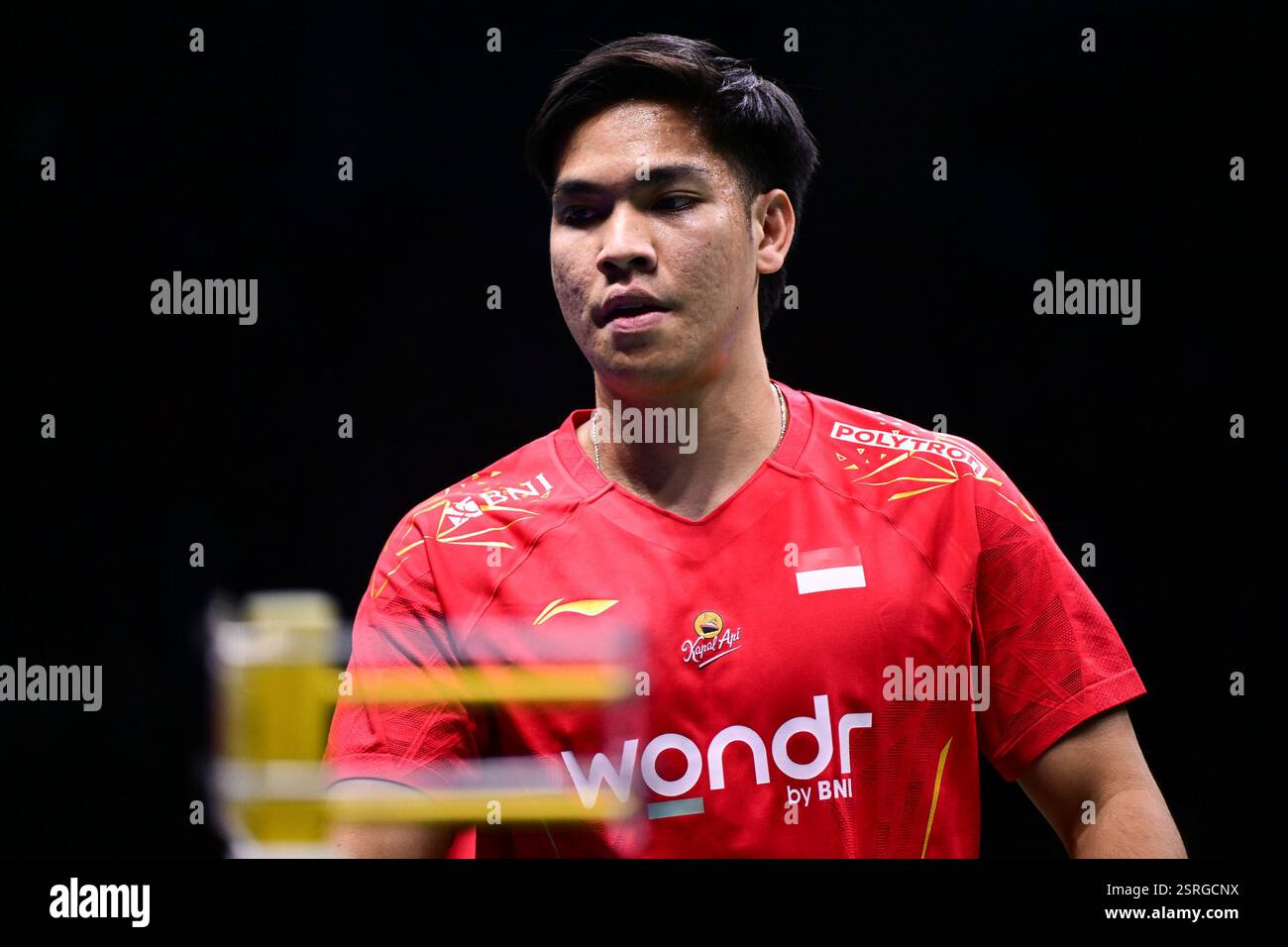 QINGDAO, CHINA - FEBRUARY 16, 2025 - Chinese players Chen Xu Jun and Huang Di VS FIKRI Muhammad ...