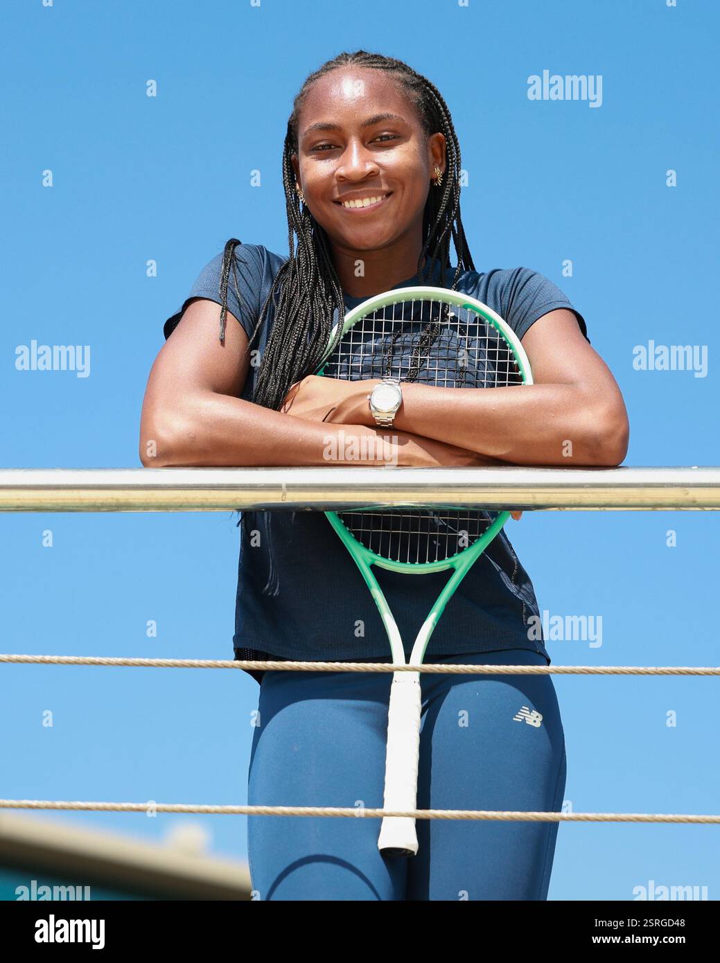Dubai, UAE, 16th. Feb, 2025. US tennis player Coco Gauf at the Dubai ...