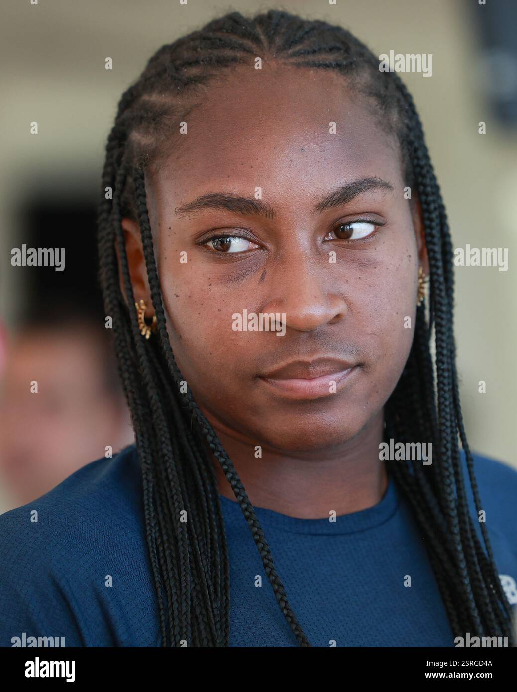 Dubai, UAE, 16th. Feb, 2025. US tennis player Coco Gauf at the Dubai ...