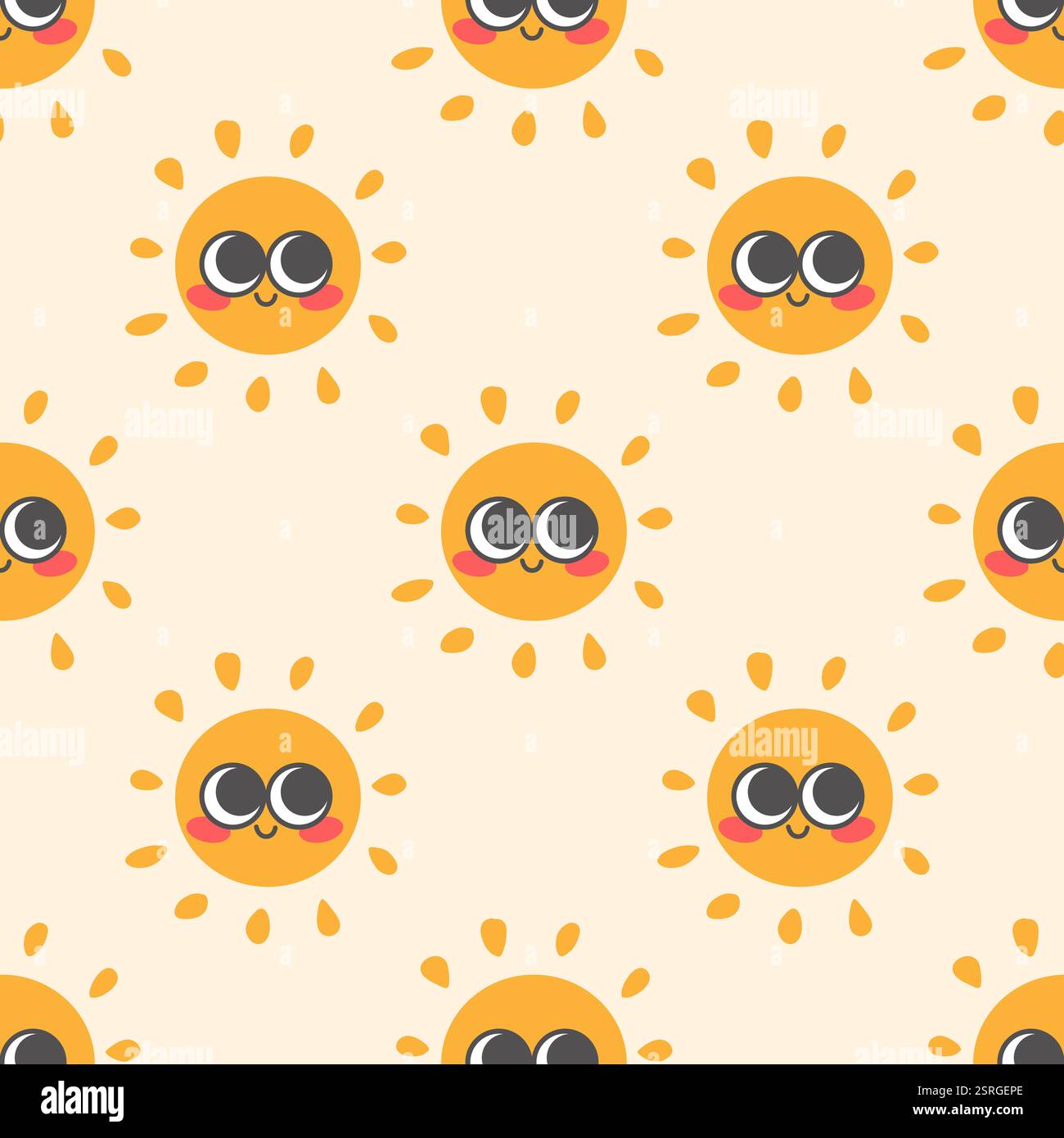 Cute sun character mascot pattern background vector illustration ...