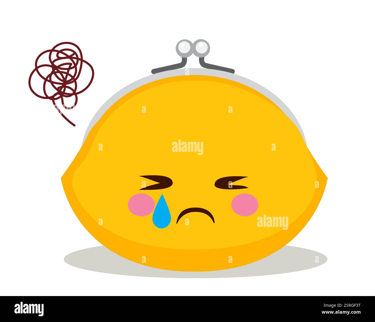 Cute funny cartoon comic wallet character crying broke money concept ...