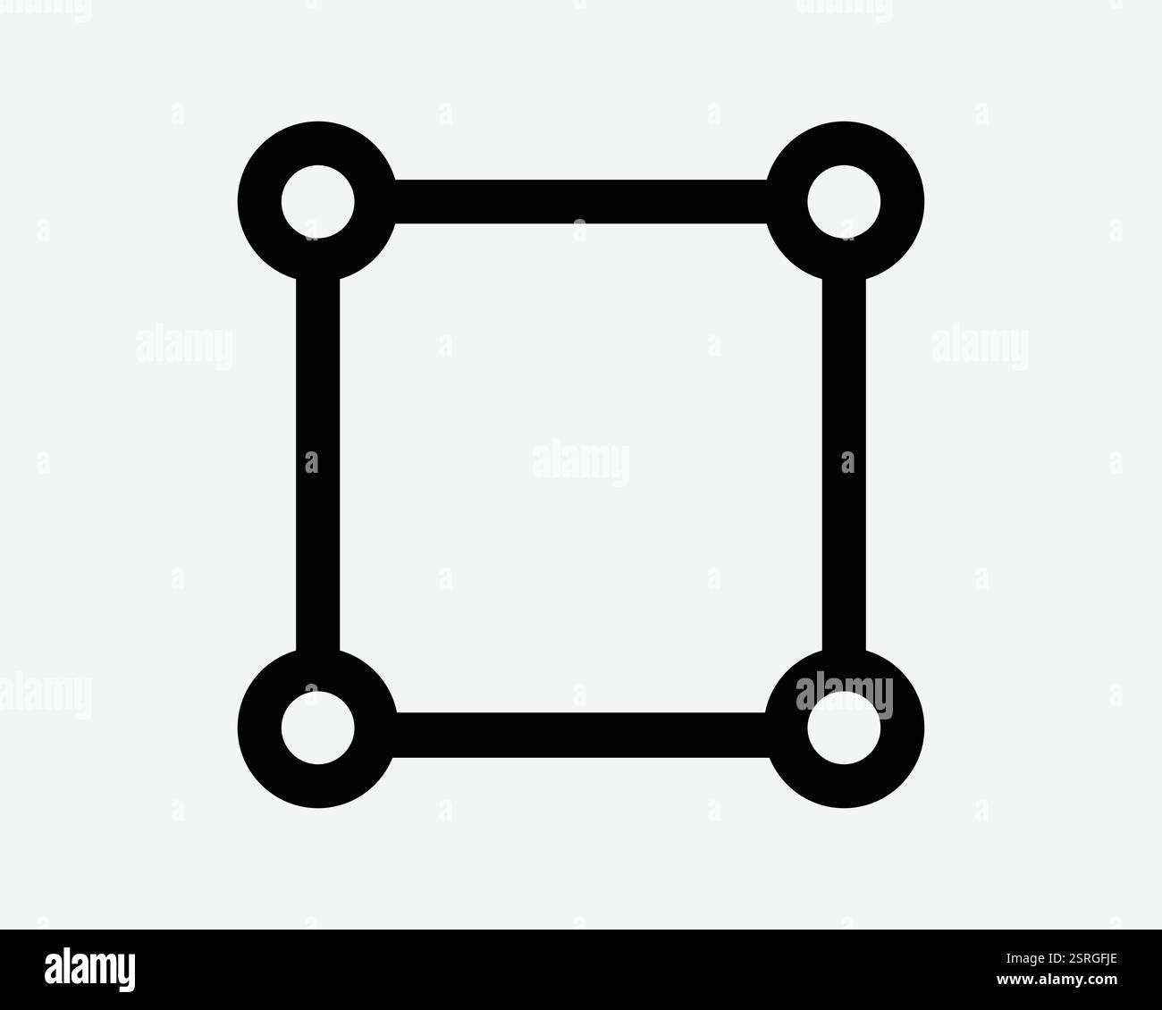 Square Circle Corner Four Points Outline Line Shape Connection Draw Edit Editor Icon Sign Symbol ...