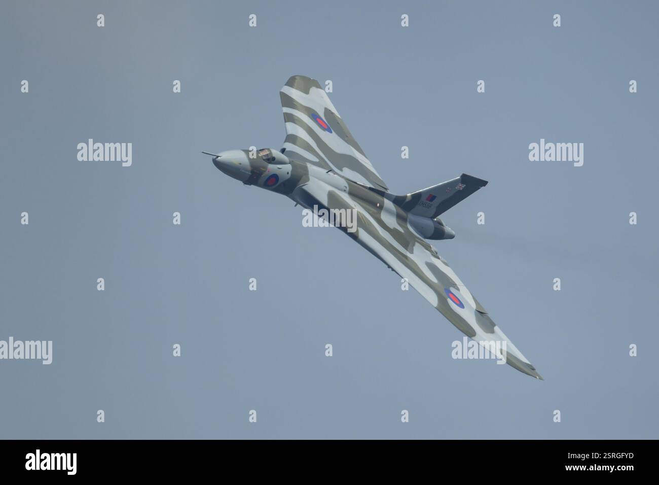Avro Vulcan jet aircraft in RAF Royal air force colours flying, England ...