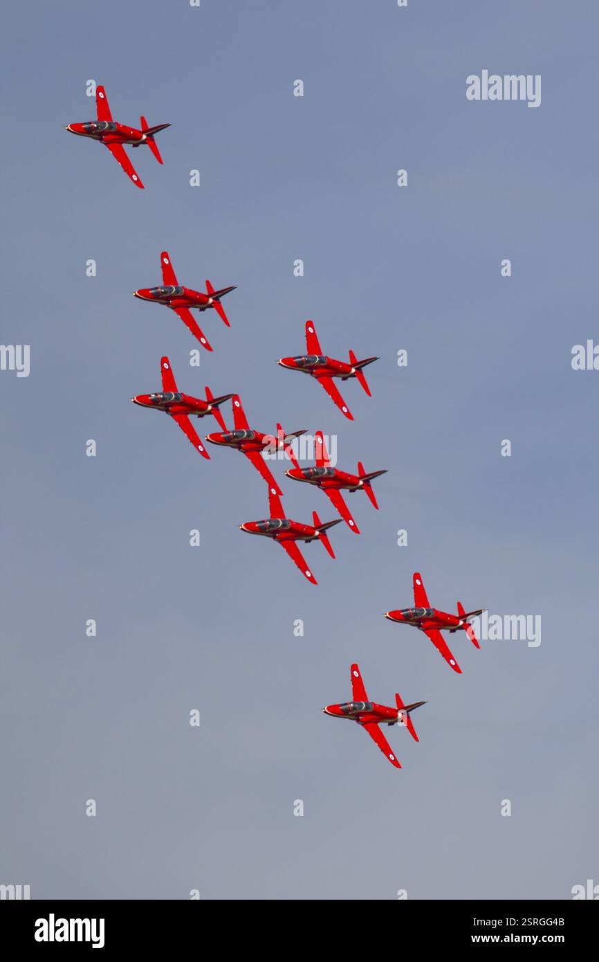 BAE Systems Hawk nine aircraft of the RAF Royal air force Red Arrows ...