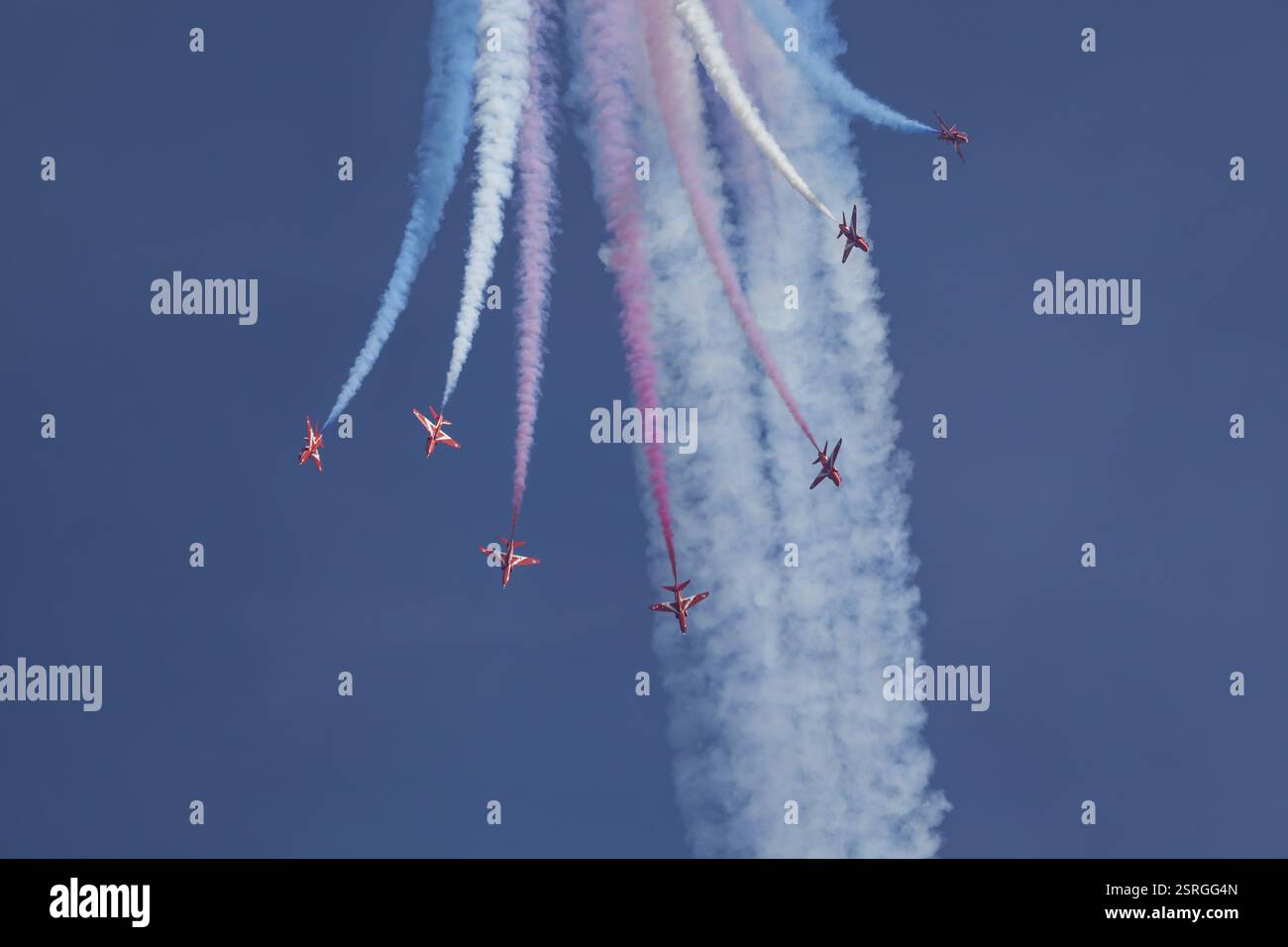 BAE Systems Hawk seven aircraft of the RAF Royal air force Red Arrows ...