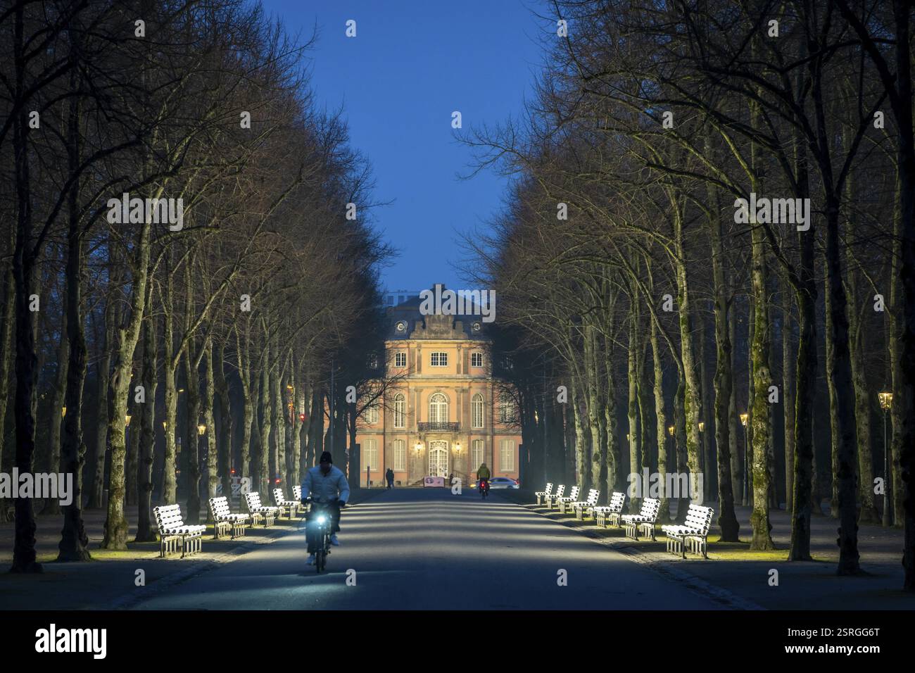 The light benches by artist Stefan Sous in the Hofgarten, entitled UV-A ...
