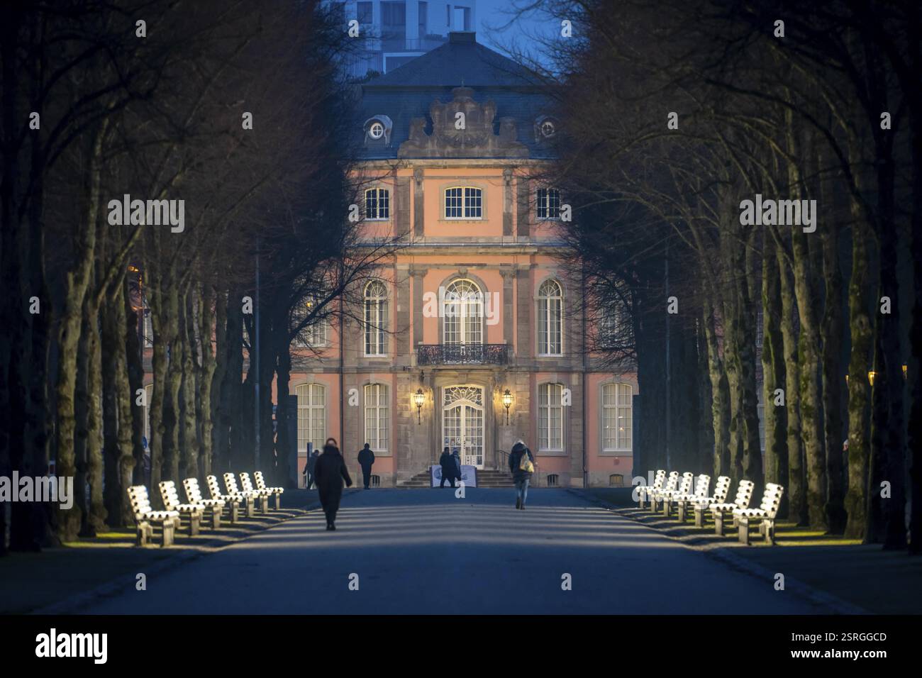 The light benches by artist Stefan Sous in the Hofgarten, entitled UV-A ...