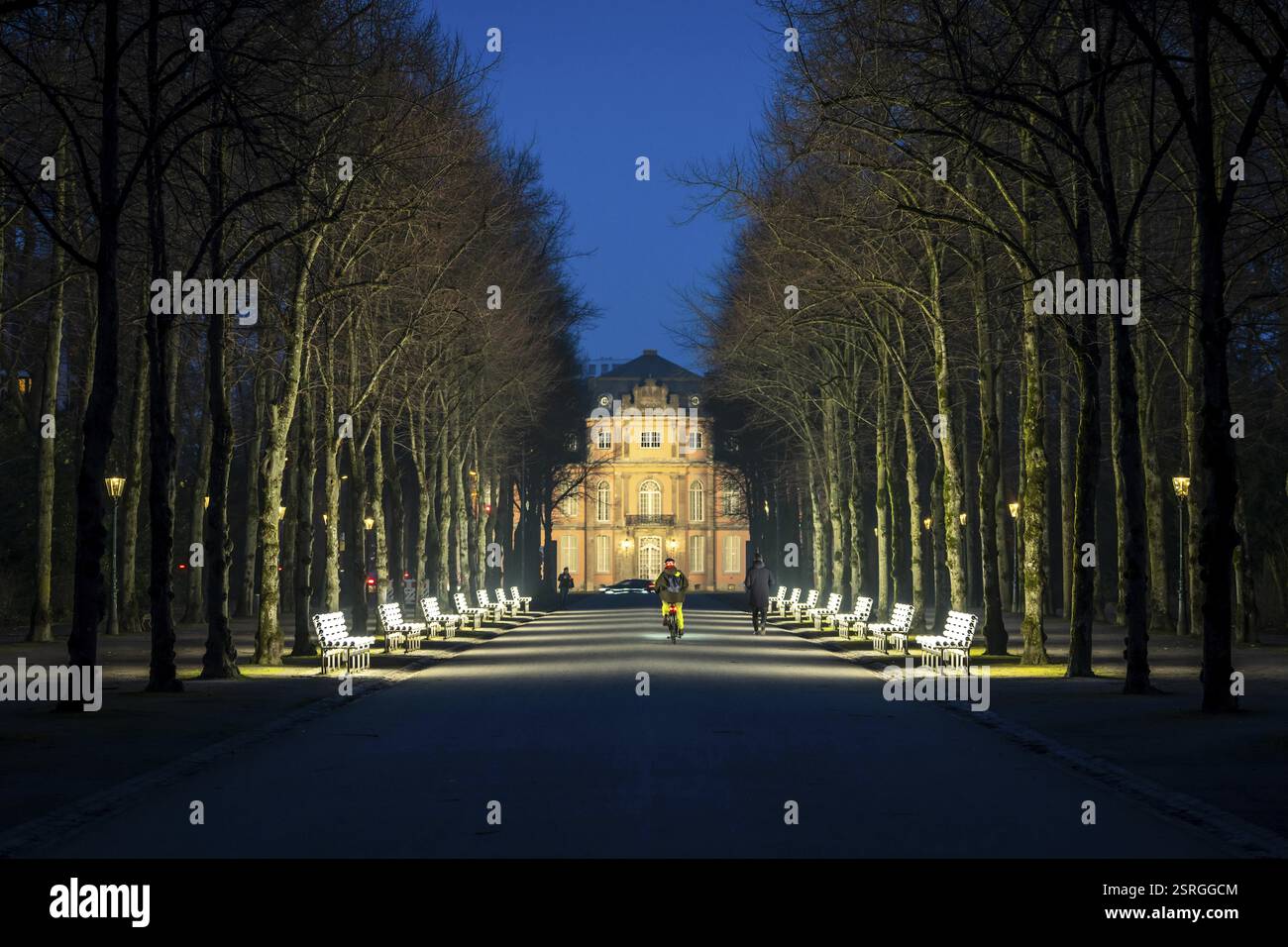 The light benches by artist Stefan Sous in the Hofgarten, entitled UV-A ...
