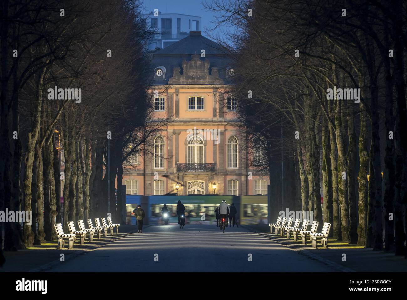 The light benches by artist Stefan Sous in the Hofgarten, entitled UV-A ...