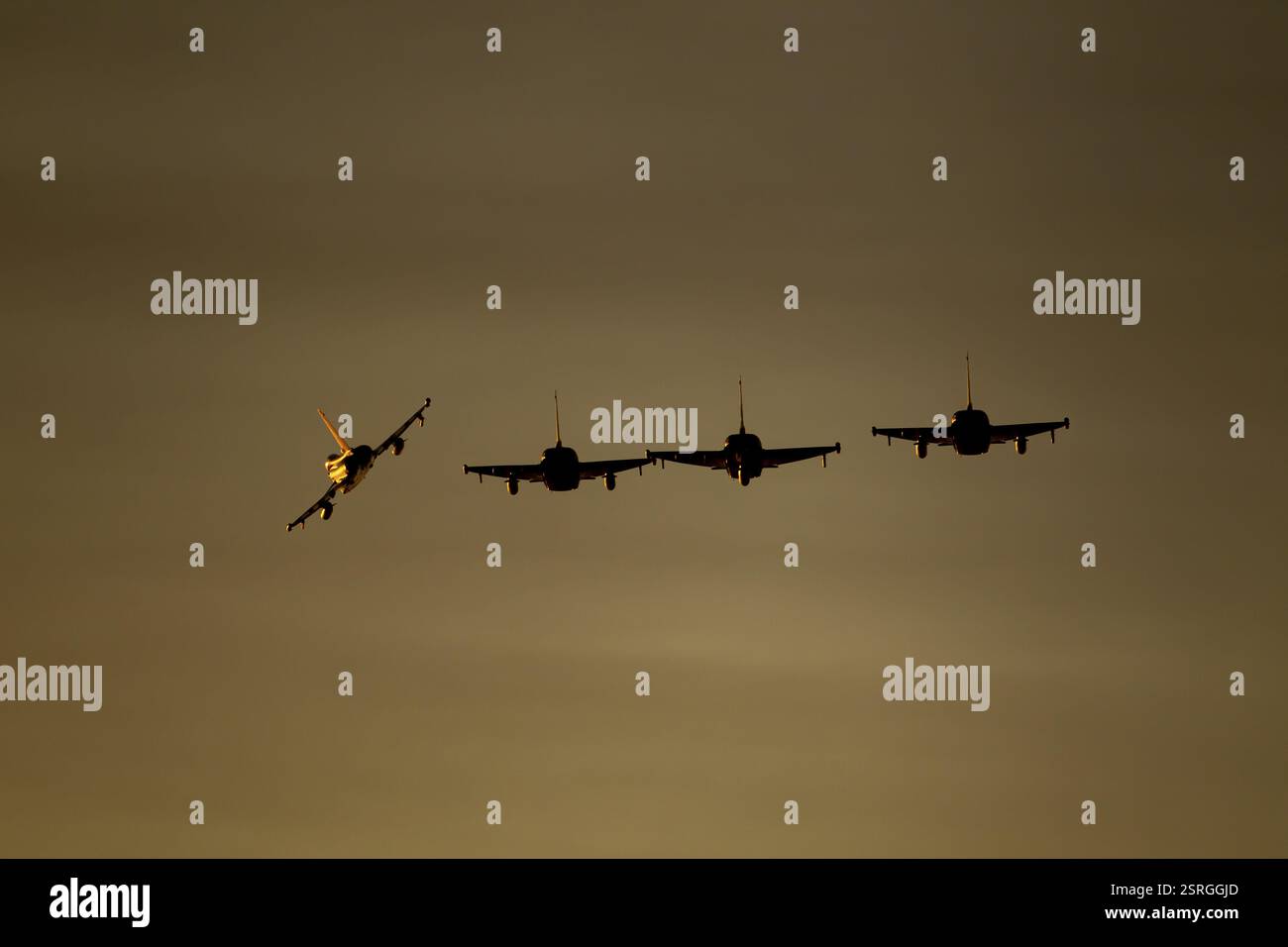 Eurofighter Typhoon silhouette of four aircraft in RAF Royal air force ...