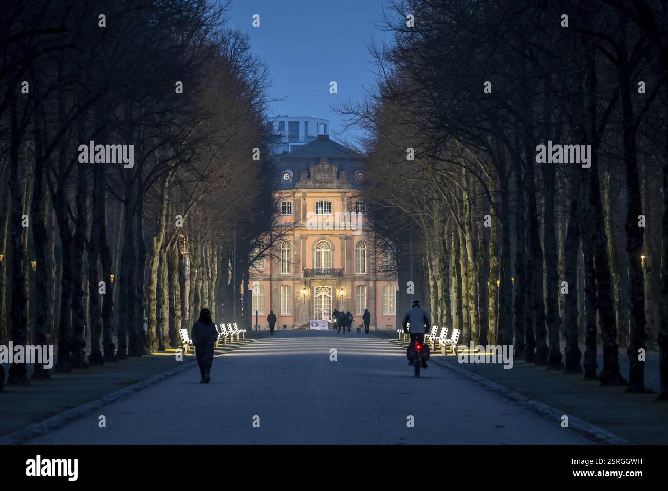 The light benches by artist Stefan Sous in the Hofgarten, entitled UV-A ...
