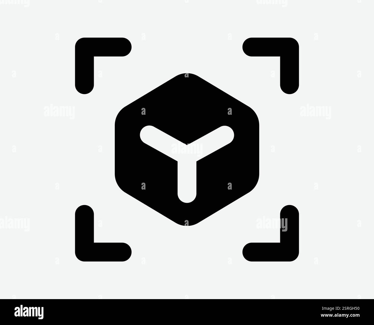 3D Cube Box Square Scan Scanner Zoom Image View Solid Black White Icon ...