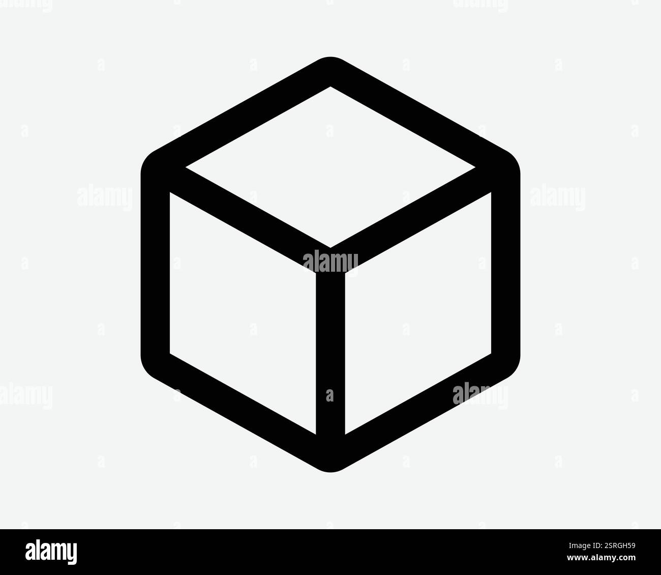 3D Box Square Cube Outline Line Shape Geometry Icon Sign Symbol Vector ...