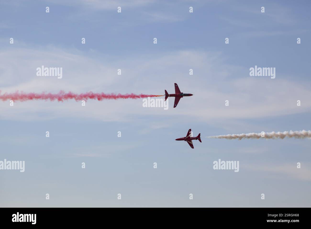 BAE Systems Hawk two aircraft of the RAF Royal air force Red Arrows ...