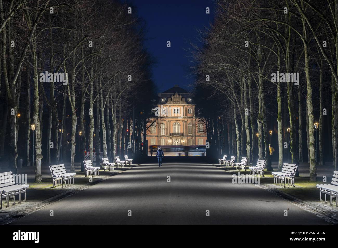The light benches by artist Stefan Sous in the Hofgarten, entitled UV-A ...