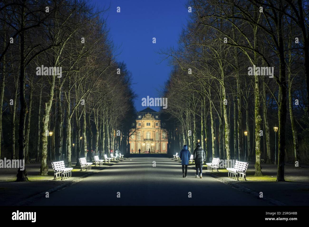 The light benches by artist Stefan Sous in the Hofgarten, entitled UV-A ...