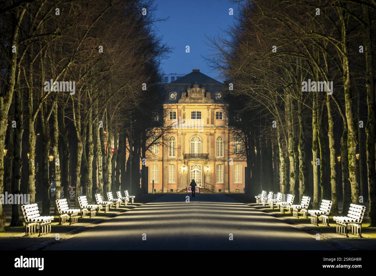 The light benches by artist Stefan Sous in the Hofgarten, entitled UV-A ...
