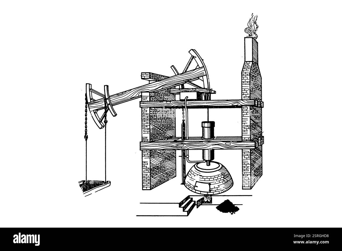 Steam engine, Thomas Savery, 1712 Stock Photo - Alamy