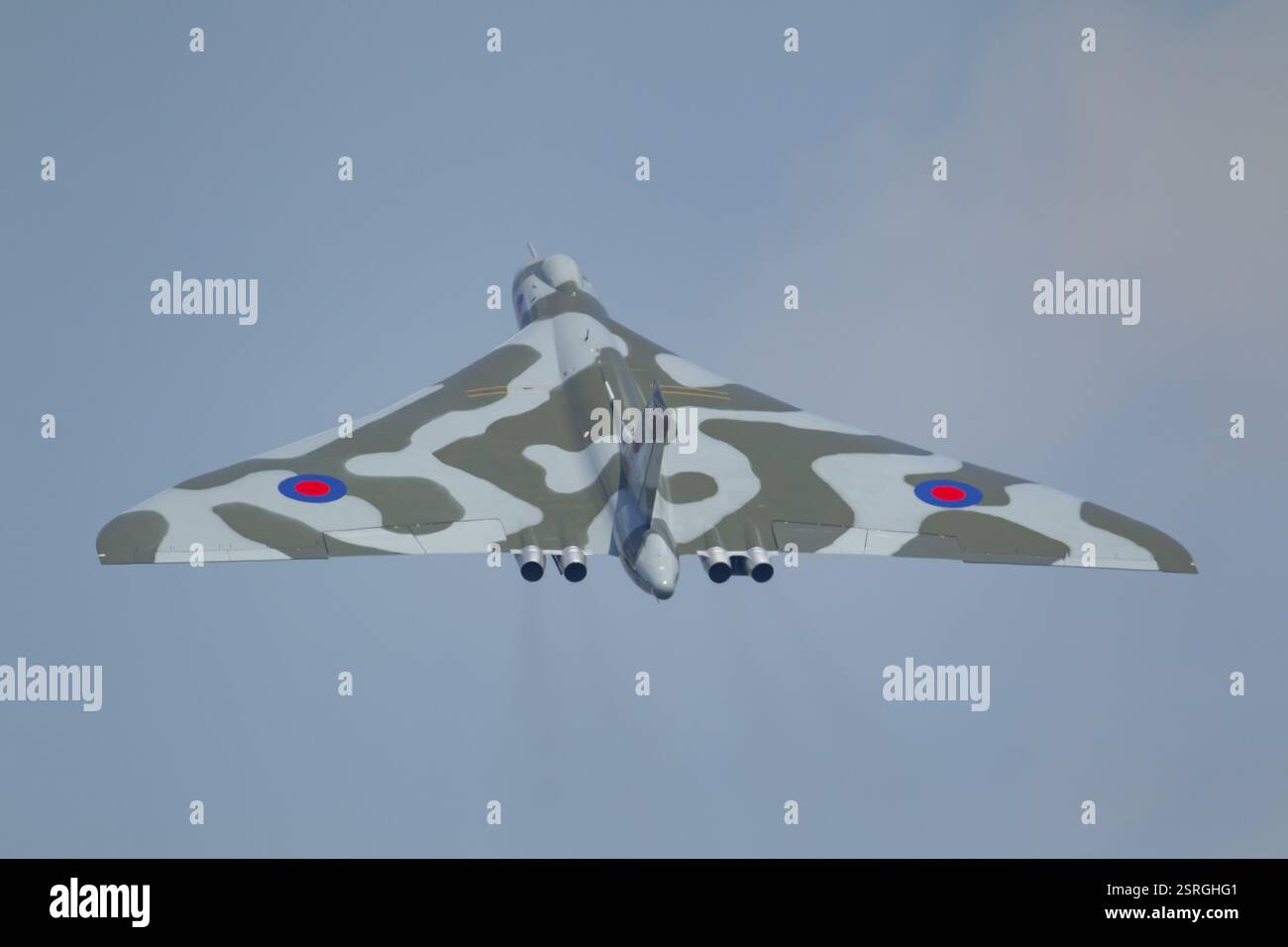 Avro Vulcan aircraft in RAF Royal air force colours flying, England ...