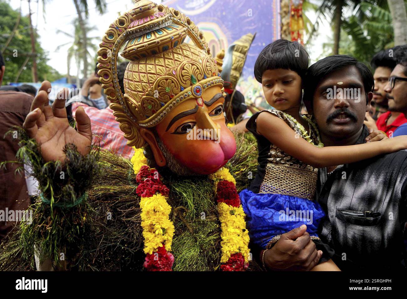 Traditional Kummatti dancers wear colourful wooden masks gods Kummatti ...