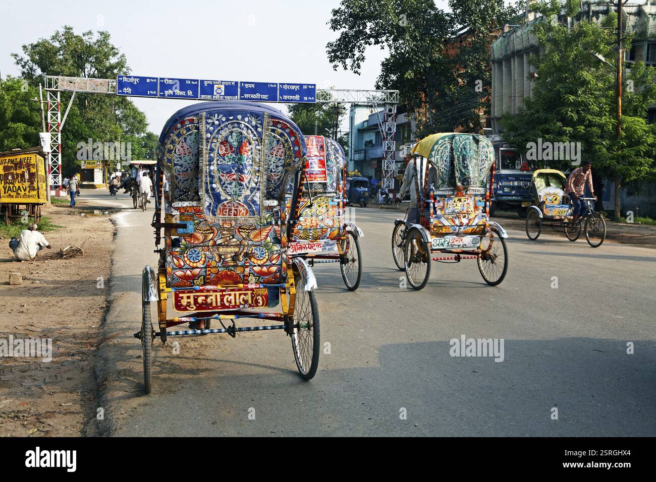 Painted cycle rickshaws, Allahabad, Uttar Pradesh, India, Asia Stock ...
