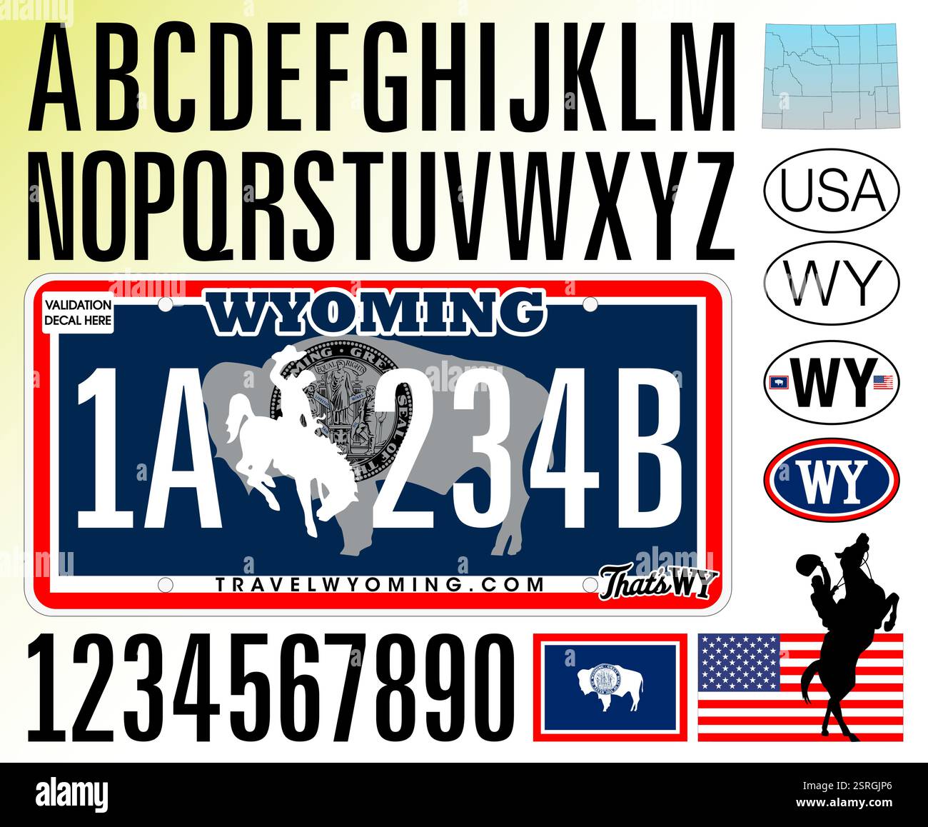 Wyoming car license plate new pattern, letters, numbers and symbols ...