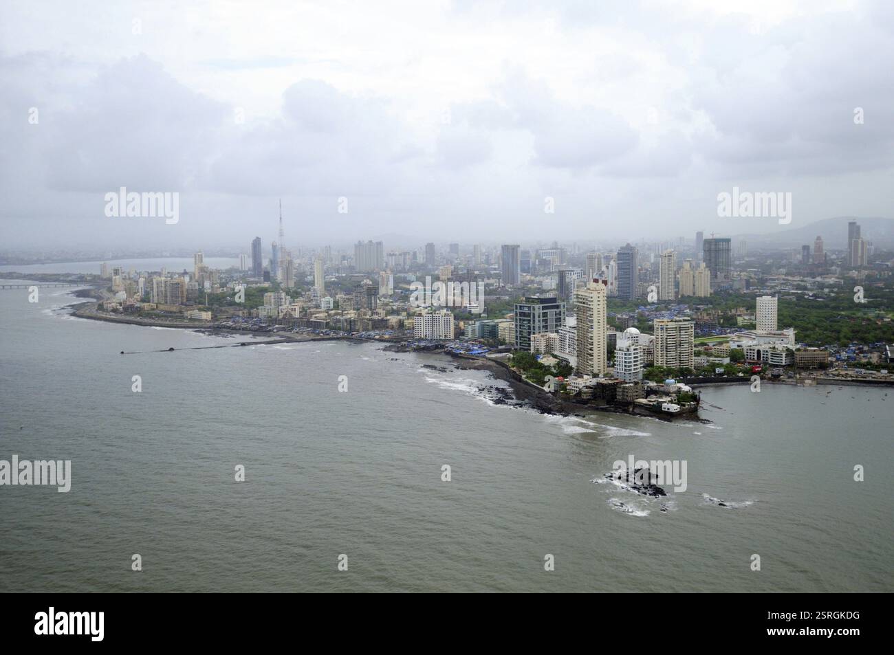 Aerial view of worli skyline dariya mahal and shiv sagar estate with ...