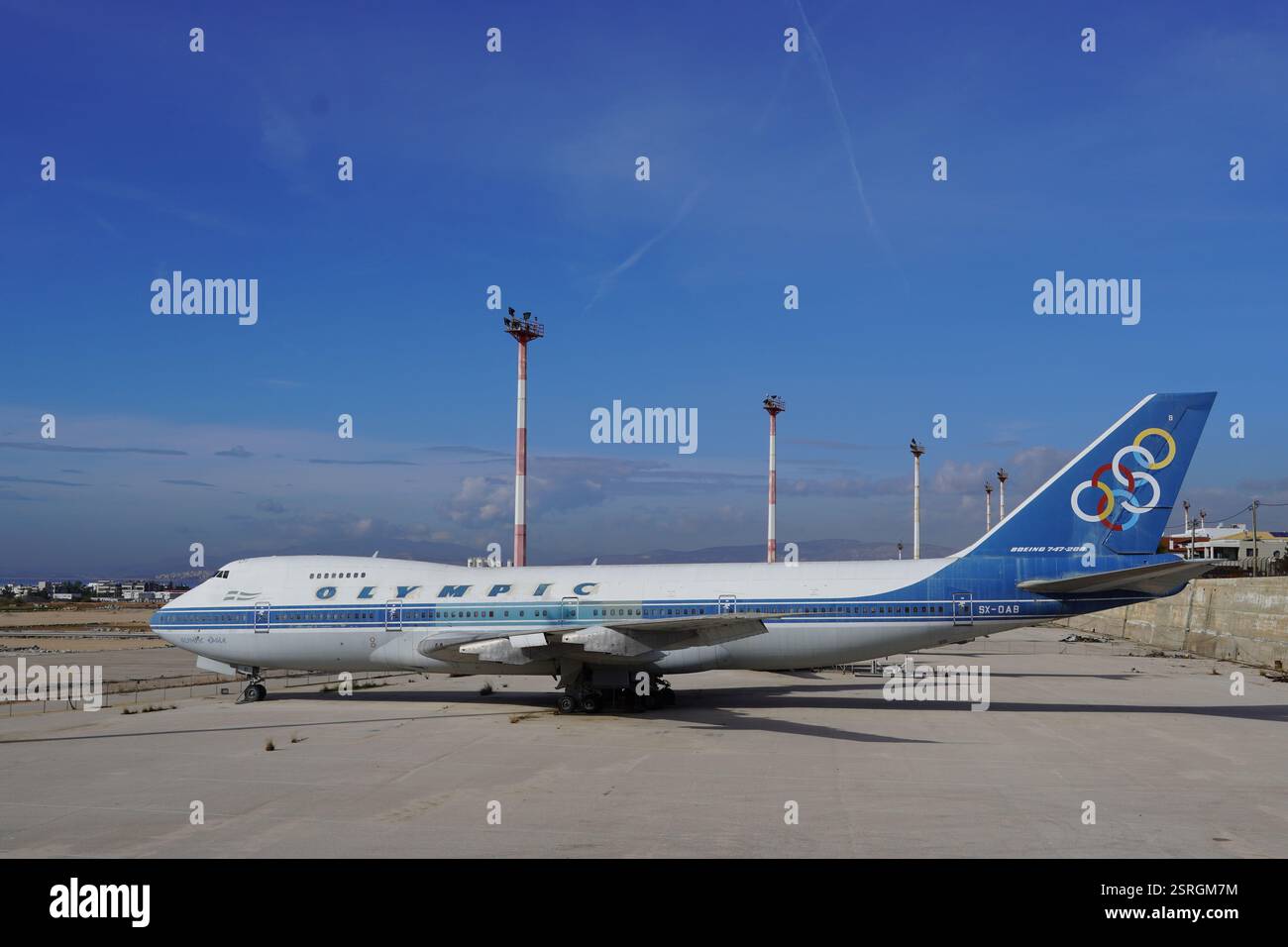 Historic B747 passenger aircraft of Olympic Airways at Elliniko old ...