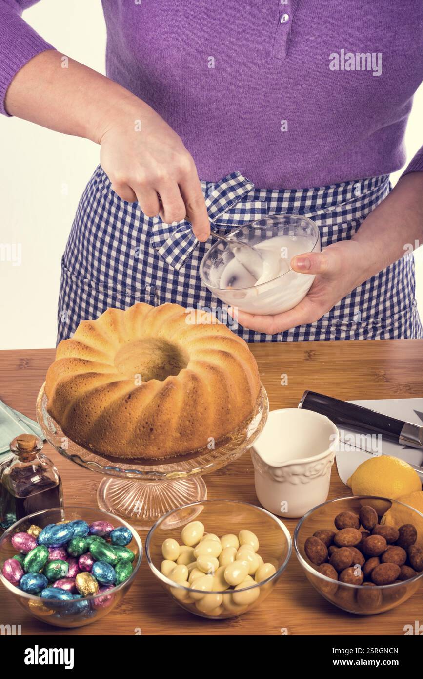 Preparation chocolate cake whipping hi-res stock photography and images ...