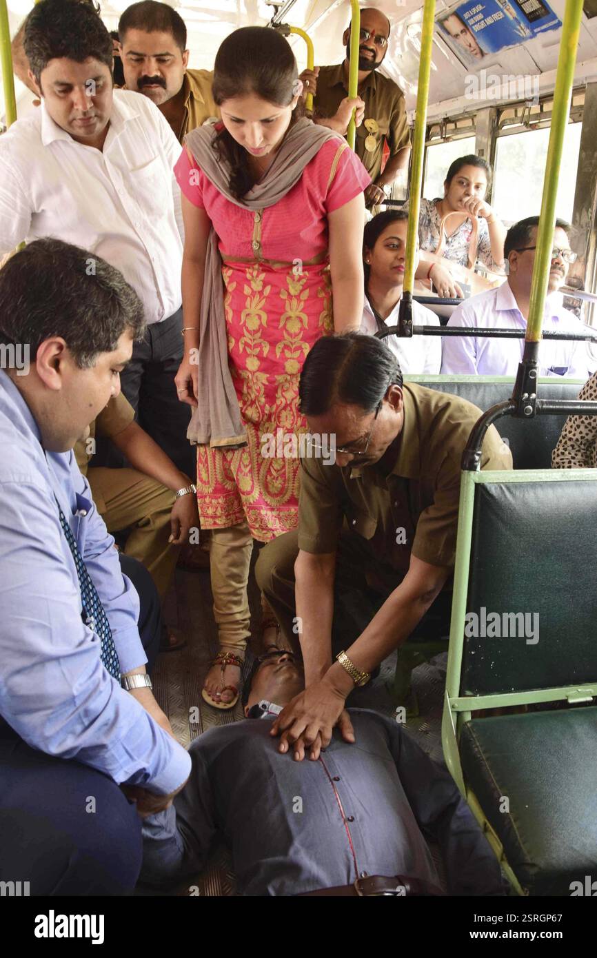 BEST worker performs chest compressions person learning CPR training ...