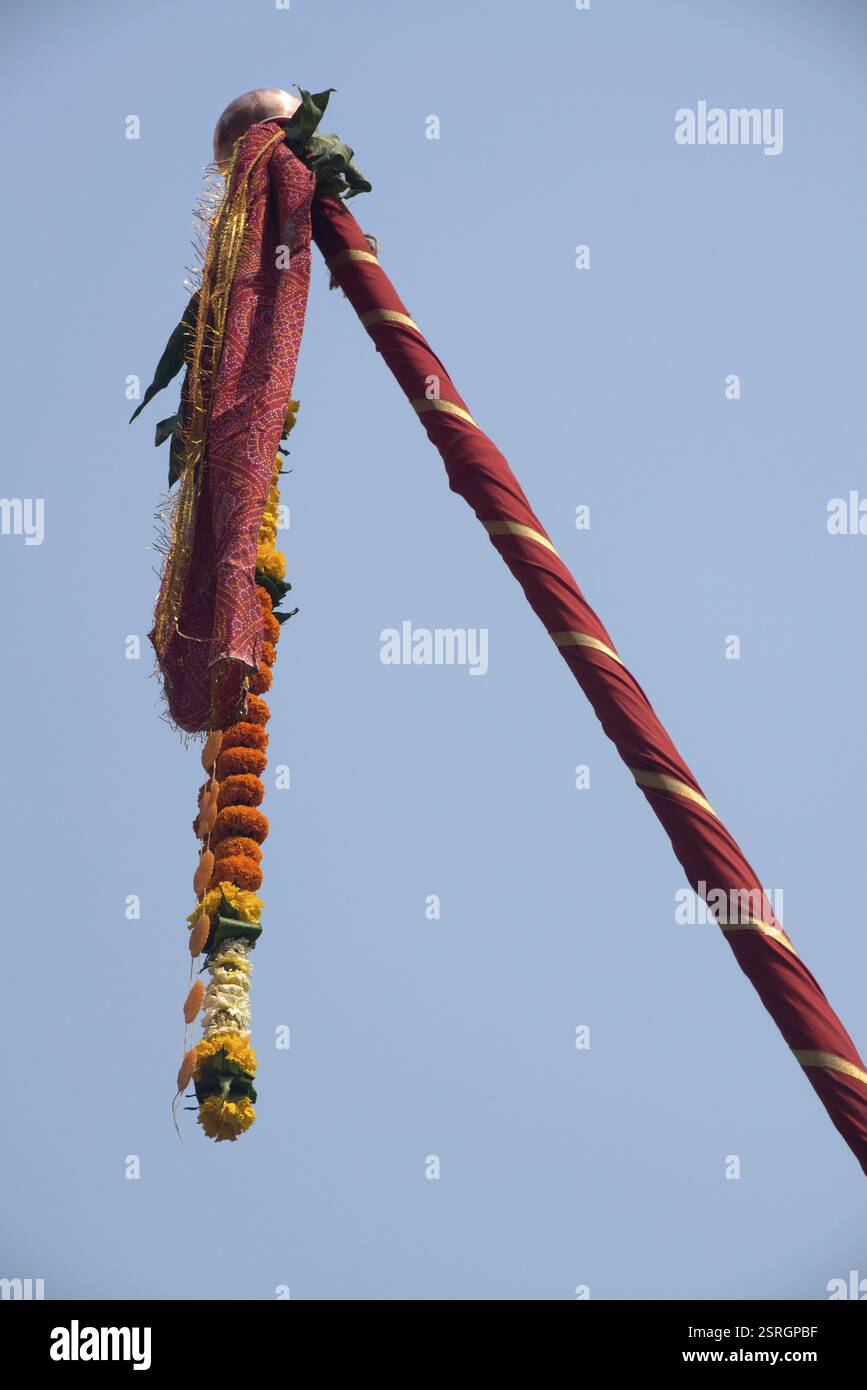 Gudi raised for celebrating Gudi Padva Festival, Thane Maharashtra ...