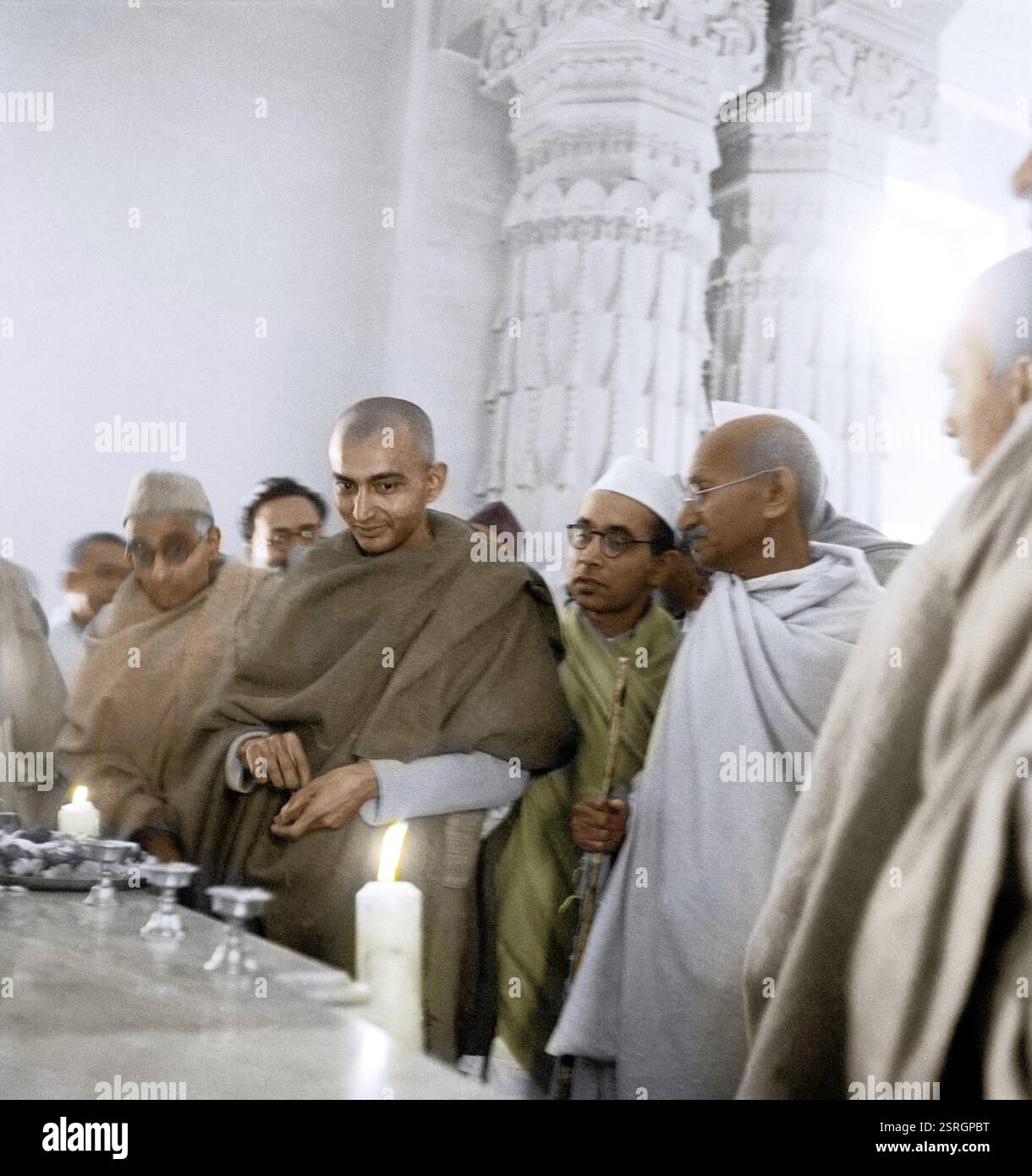 Mahatma Gandhi and others visiting Sarnath Temple, Varanasi, Uttar ...