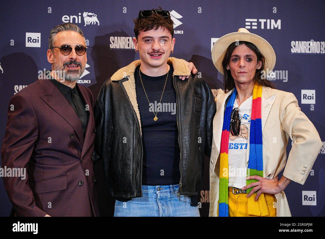 Brunori Sas, Olly and Lucio Corsi attends a photocall at 75th edition ...