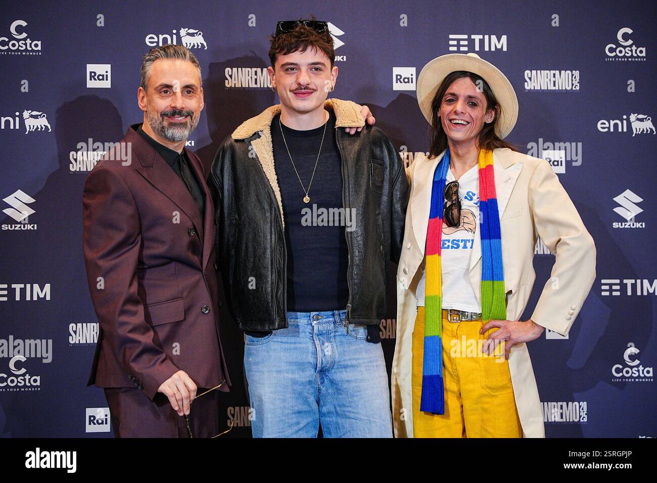 Brunori Sas, Olly and Lucio Corsi attends a photocall at 75th edition ...