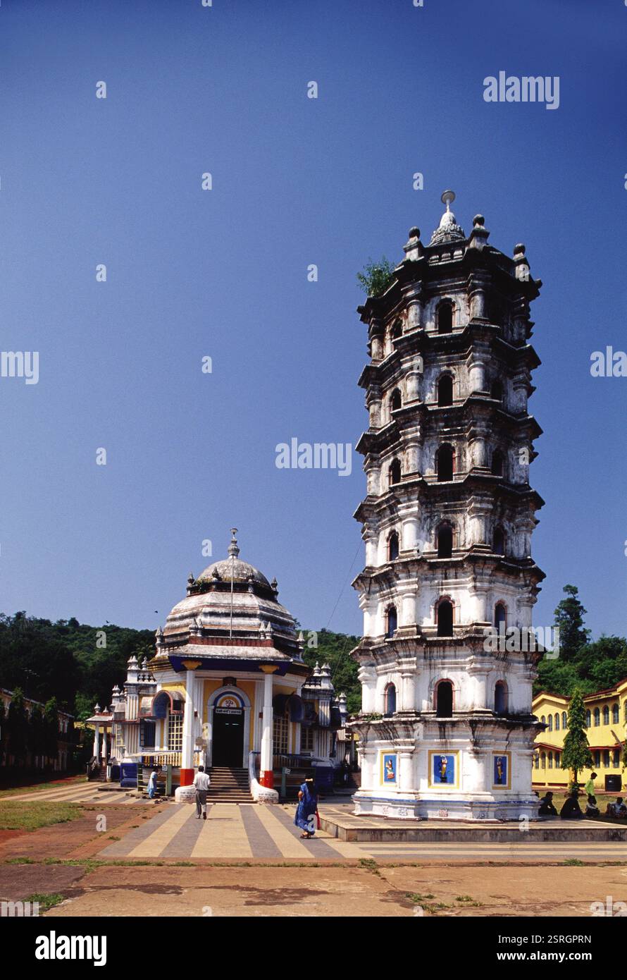 Shri Mangesh Mangeshi temple and lamp tower, Goa, India, Asia Stock ...