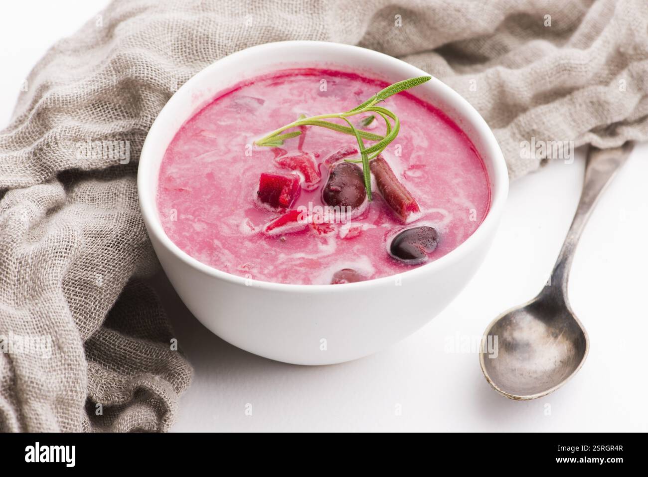 Beet root european soup called borscht with parsley Stock Photo - Alamy