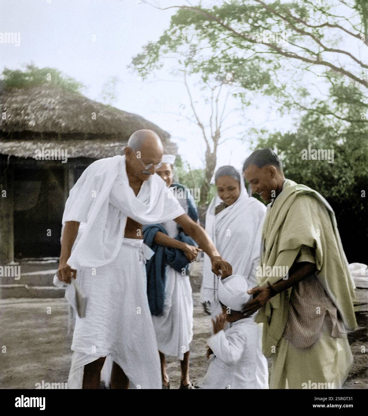 Mahatma Gandhi with harijan child and others in Midnapur, East Bengal ...