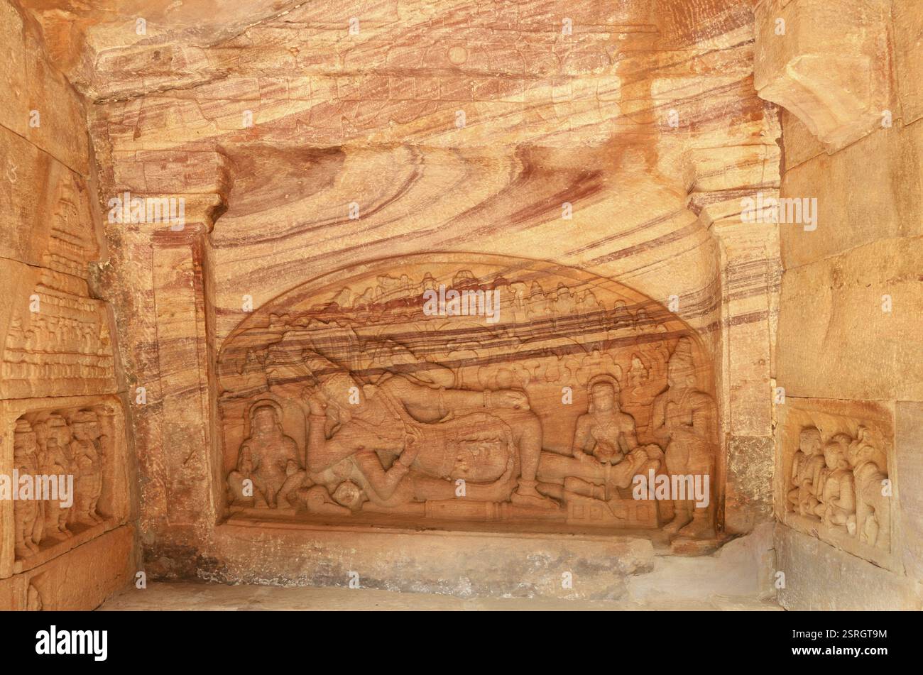 Sheshashahi Vishnu relief in Bhootnath temple, Karnataka, India, Asia ...