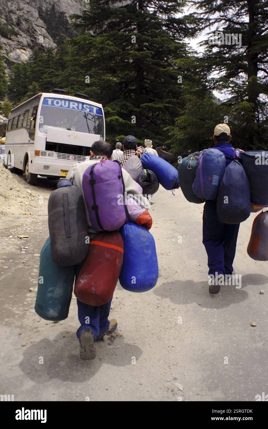 Professional trekkers bus buses Color Colors India luggage man men ...