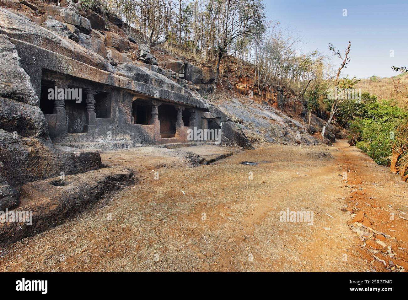 Entrance of cave number twenty-three in Panhale Kazi caves, Konkan ...